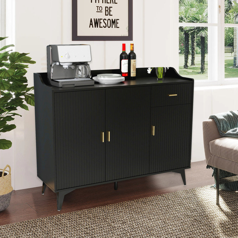 George Oliver Kenlyn 47.24" W 3 Doors 1 Drawer Modern Blister Plastic Side Cabinet, Sideboard ...